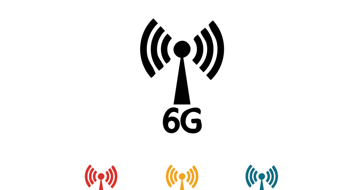 6G signal network tecknology logo vector icon v14