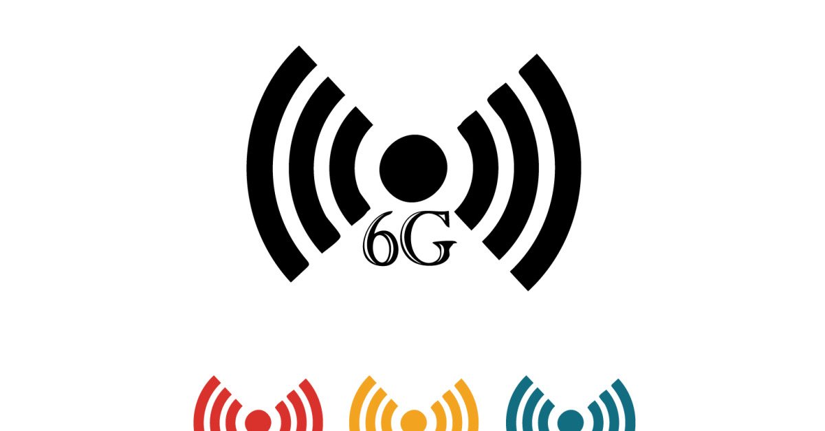 6G signální síť tecknology logo vektorové ikony v40