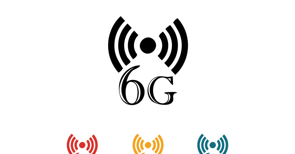 Ícone de vetor de logotipo de tecnologia de rede de sinal 6G v11