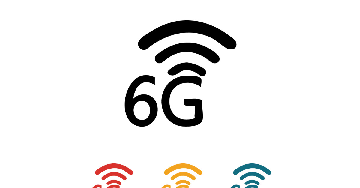 Icône vectorielle du logo de la technologie du réseau de signaux 6G v22
