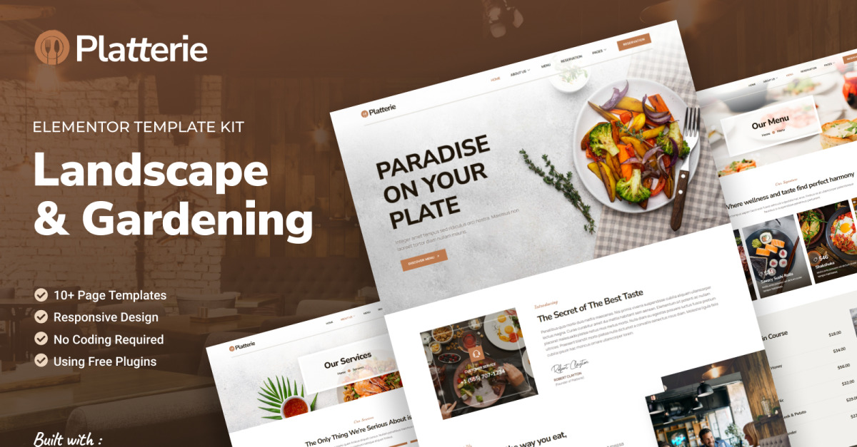 Sada šablon Platterie - Restaurant & Cafe Elementor Template