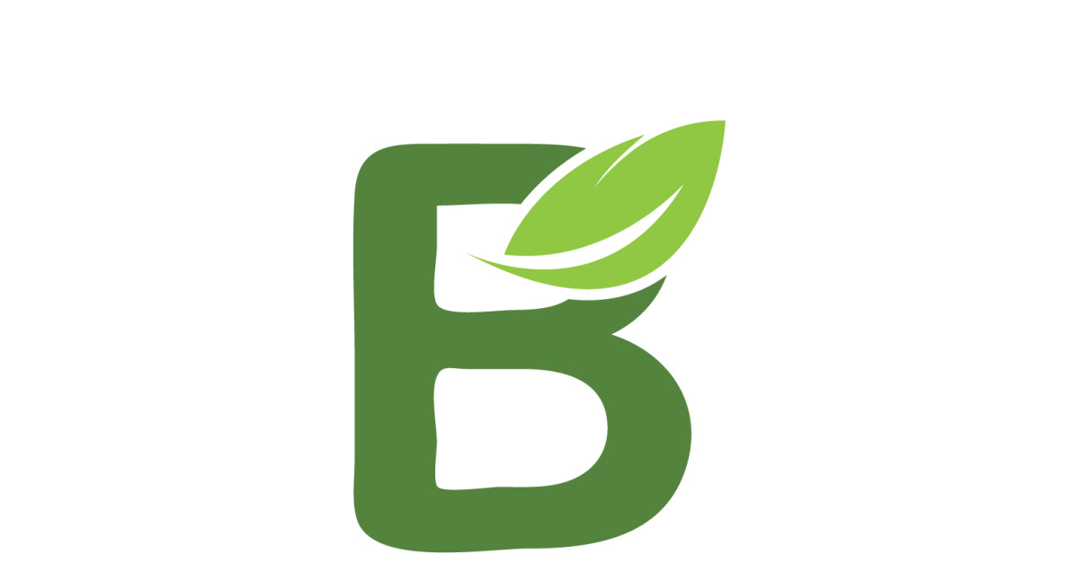 B letter leaf green initial name v29 - TemplateMonster