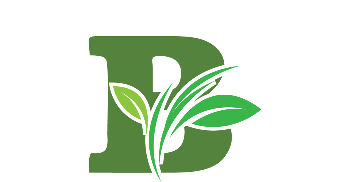 B lettera foglia verde nome iniziale v44 - TemplateMonster