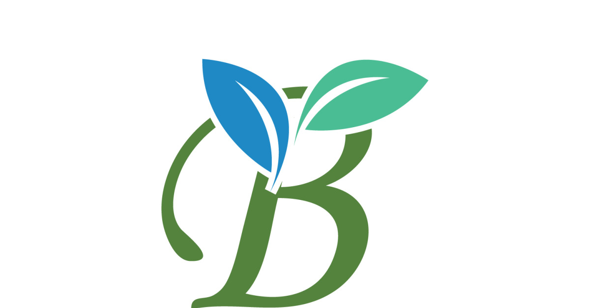 B lettre feuille vert nom initial v6 - TemplateMonster