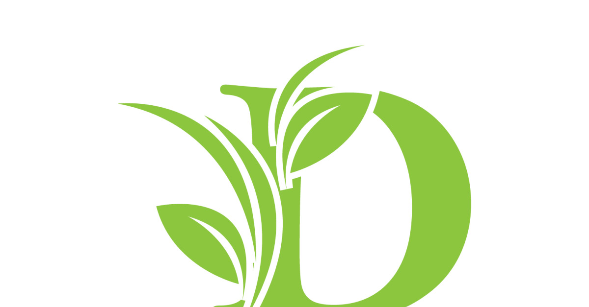 D harfi logo yaprak yeşil vektör versiyonu v 12