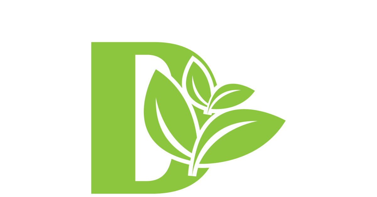 D harfi logo yaprak yeşil vektör versiyonu v 37