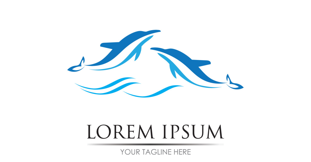 Dolphin jump icon logo vector version v28 - TemplateMonster