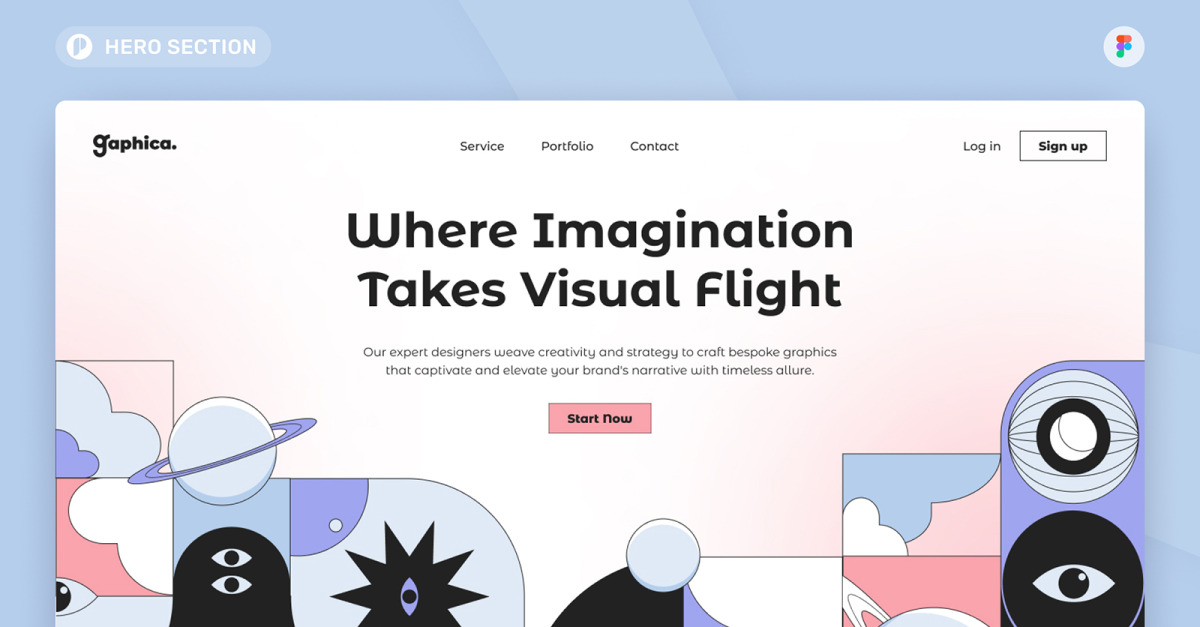Graphica - Design Studio Hero Section Figma Template