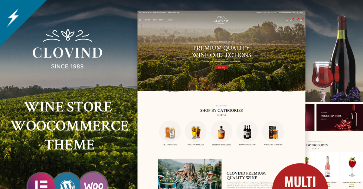 Clovind - Tema WooCommerce per vino, negozio di liquori e vigneto