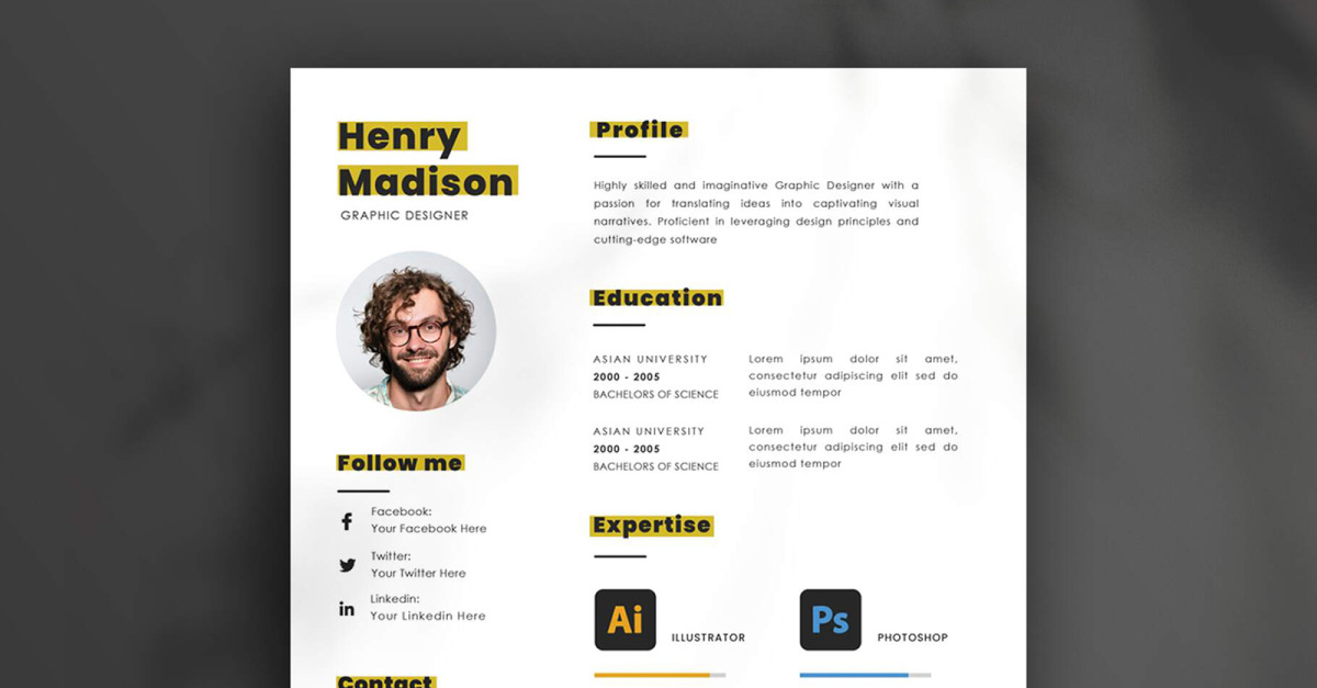 Graphic Designer CV Resume Design Template - TemplateMonster
