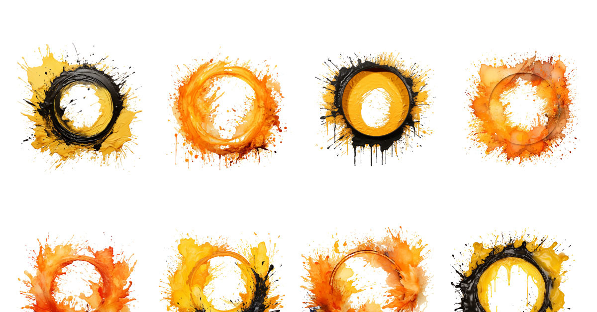 Abstract colorful rainbow watercolor Splash Circle Frame