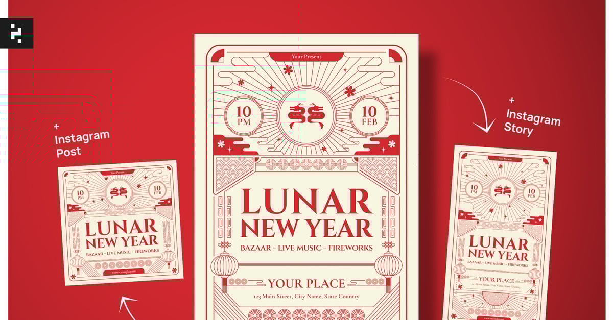 Chinese Lunar New Year Flyer Template - TemplateMonster