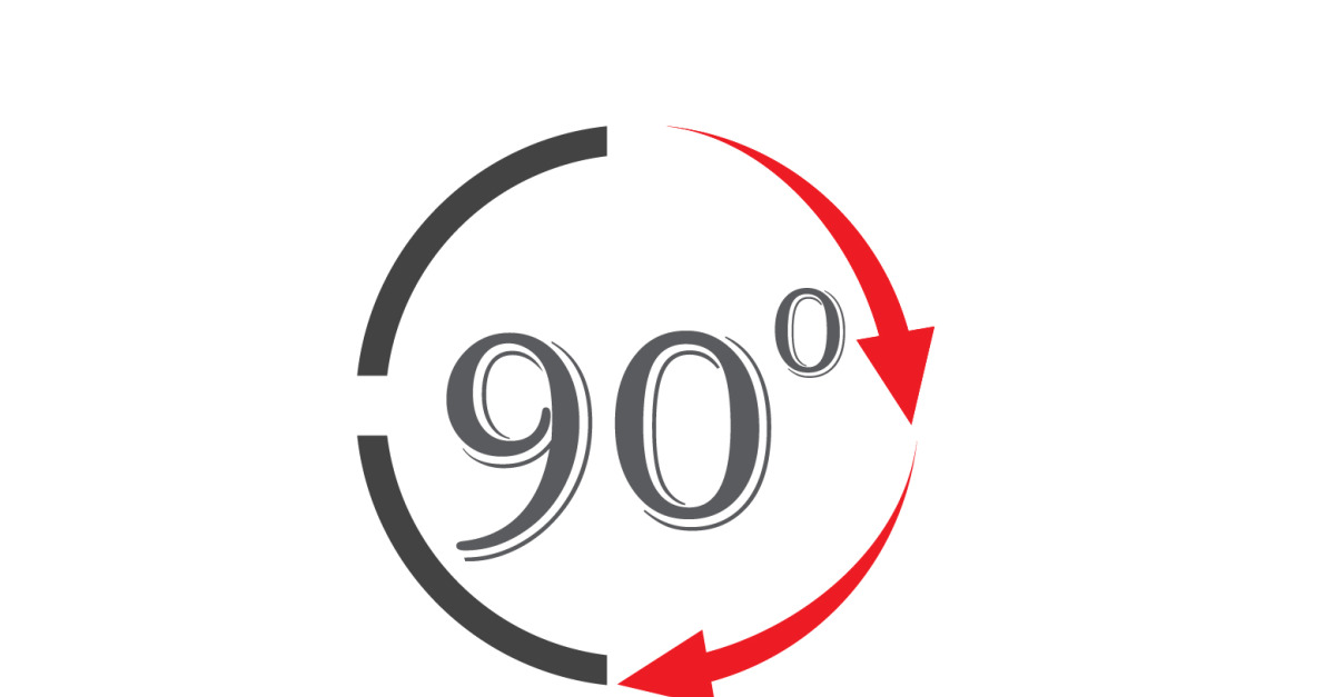 Logo de symbole d'icône de rotation d'angle de 90 degrés v23