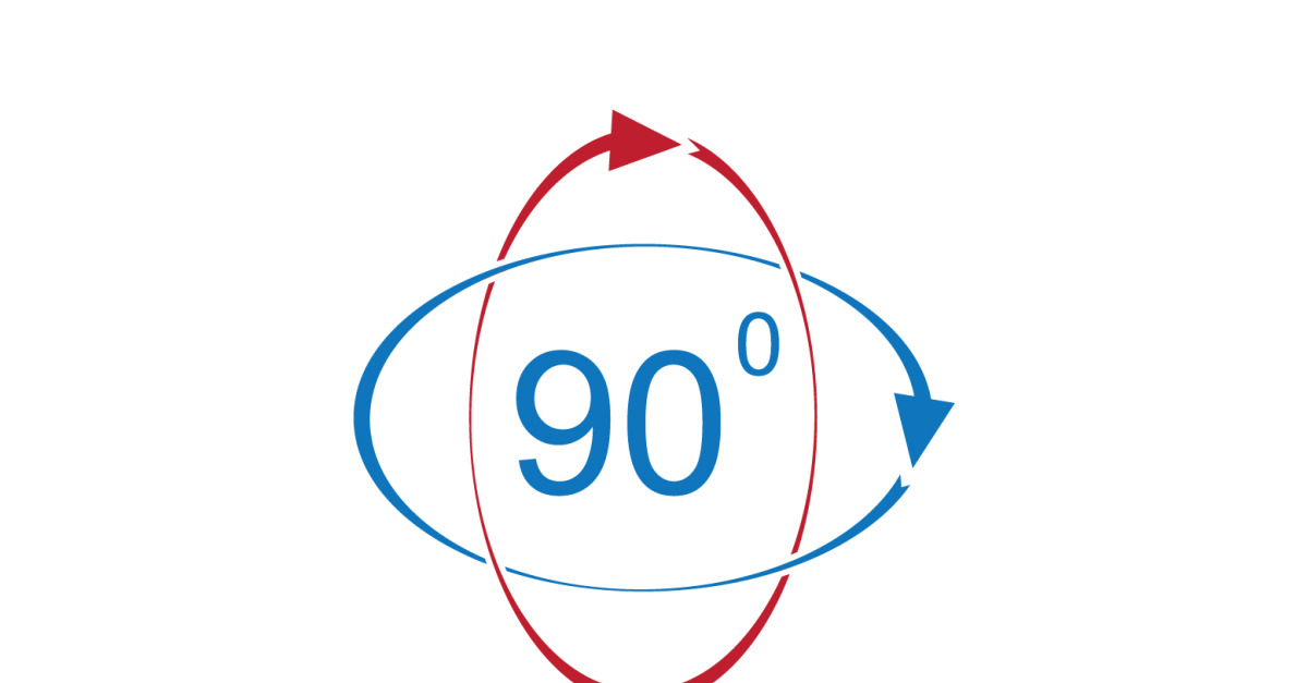 Logo de symbole d'icône de rotation d'angle de 90 degrés v25