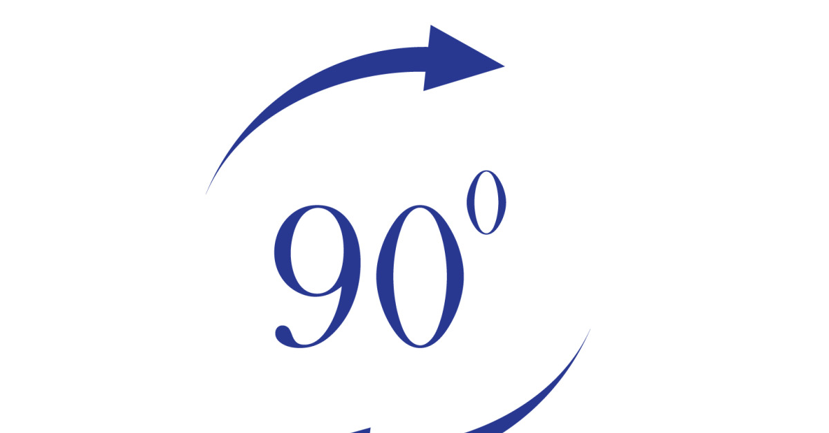 Logo de symbole d'icône de rotation d'angle de 90 degrés v38