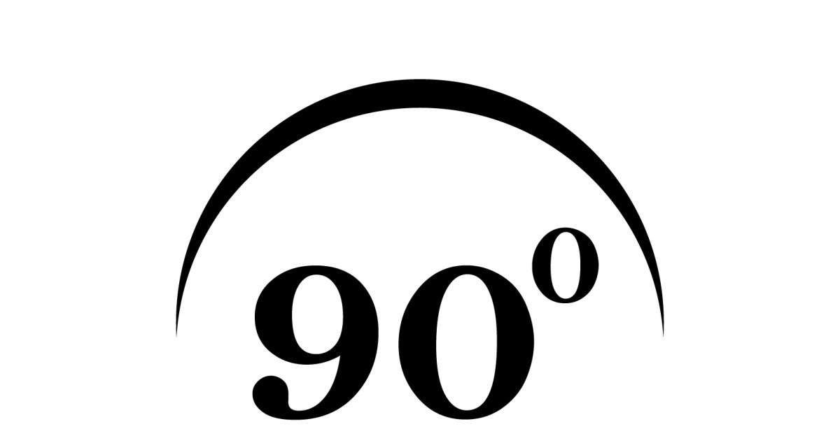 Logo de symbole d'icône de rotation d'angle de 90 degrés v52