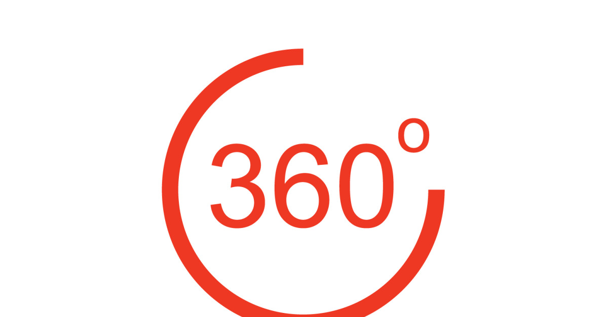 Icône de rotation d'angle de 360 degrés, symbole du logo version v40