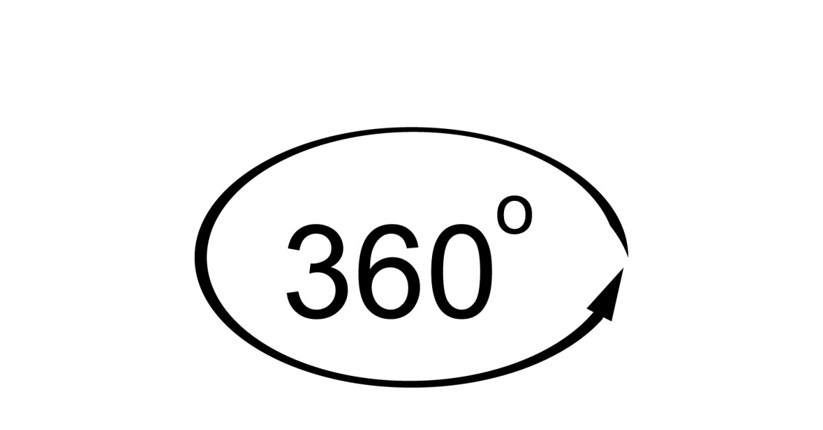 Ikona symbolu rotace úhlu 360 stupňů verze loga v36