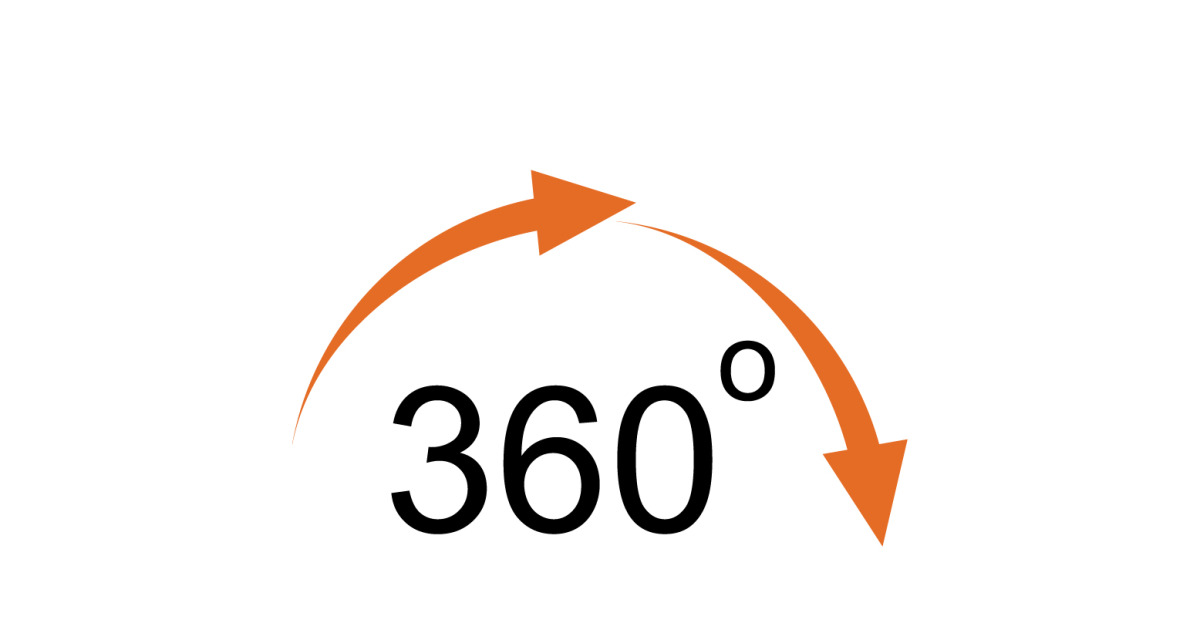 Rotación de ángulo de 360 grados icono símbolo logo versión v54