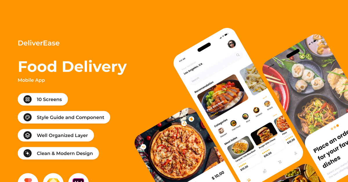 DeliverEase - Food Delivery Mobile App - TemplateMonster