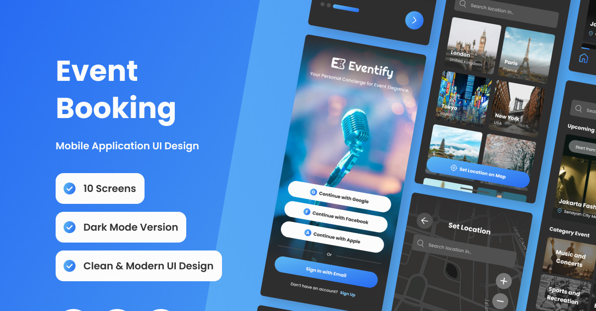 Eventify - Event Booking Mobile App #392554 - TemplateMonster