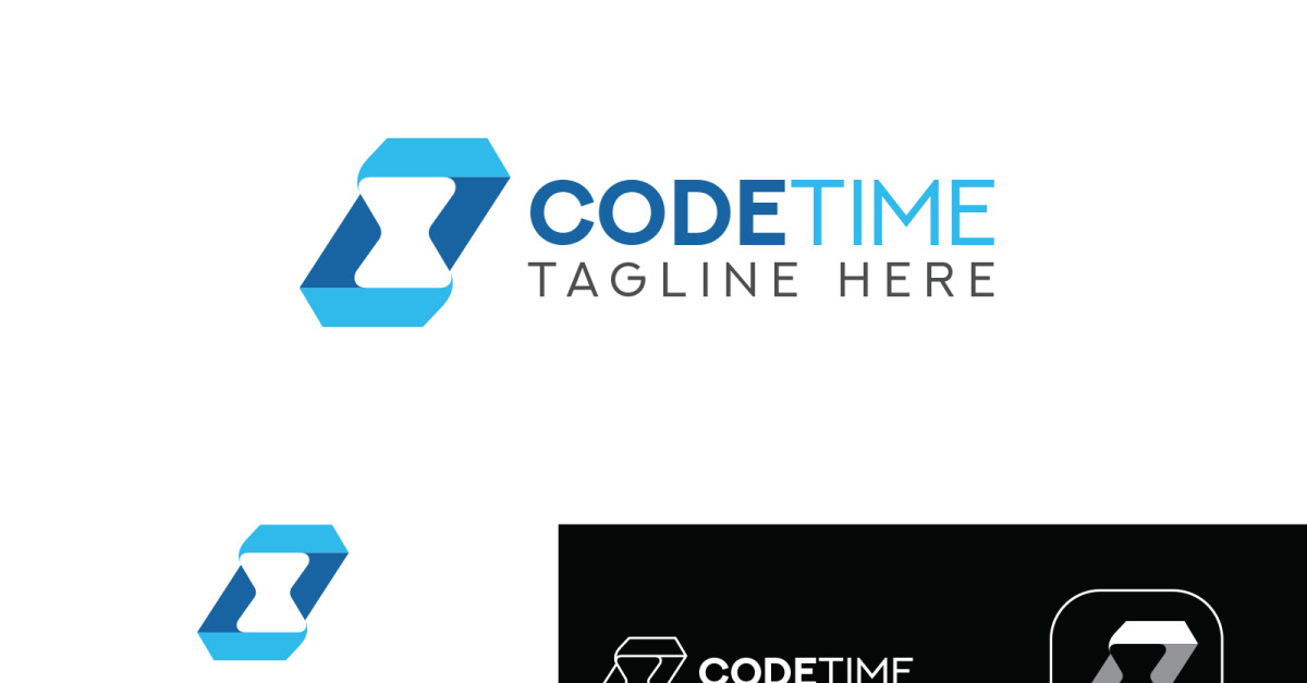 Modèle de logo vectoriel de temps de code - TemplateMonster