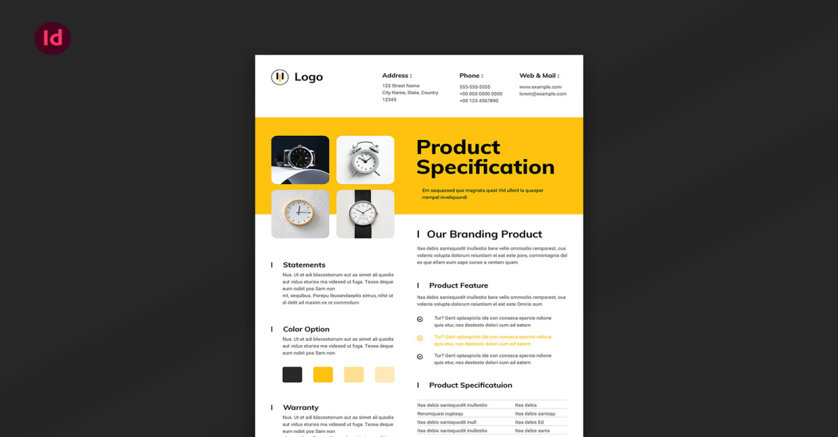 Product Specification Sheet Flyer #392607 - TemplateMonster
