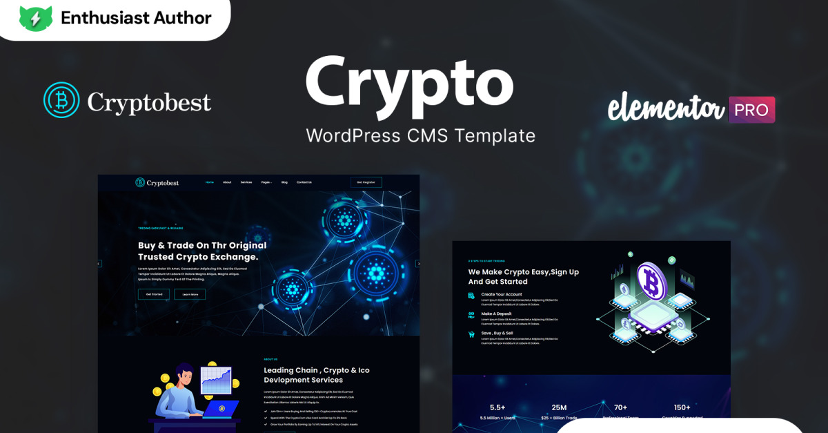CryptoBest - Tema Elementor de WordPress para criptomonedas y Bitcoin