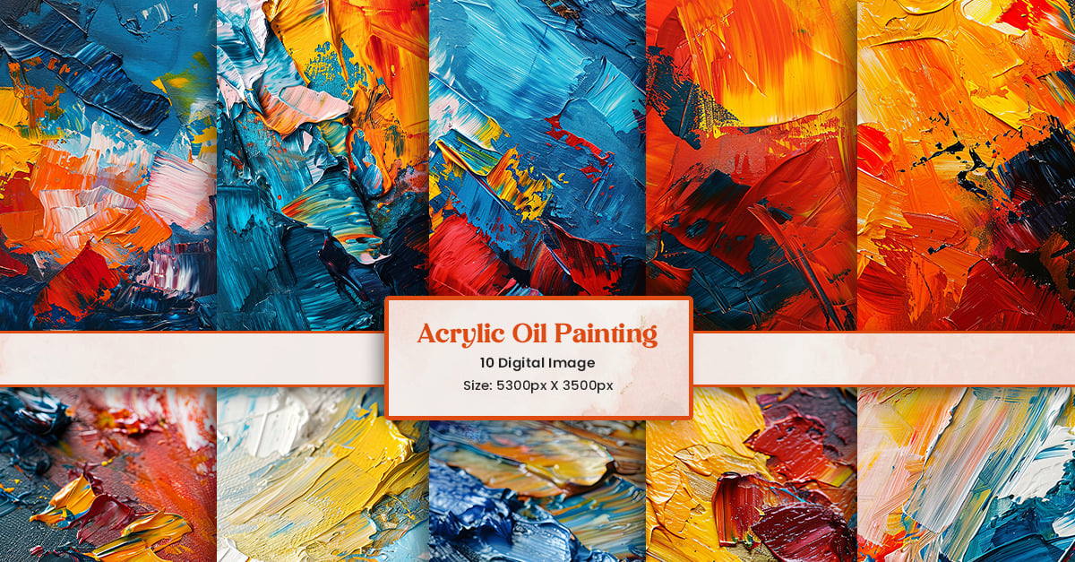 Colorful Oil Painting Rainbow Abstract Background