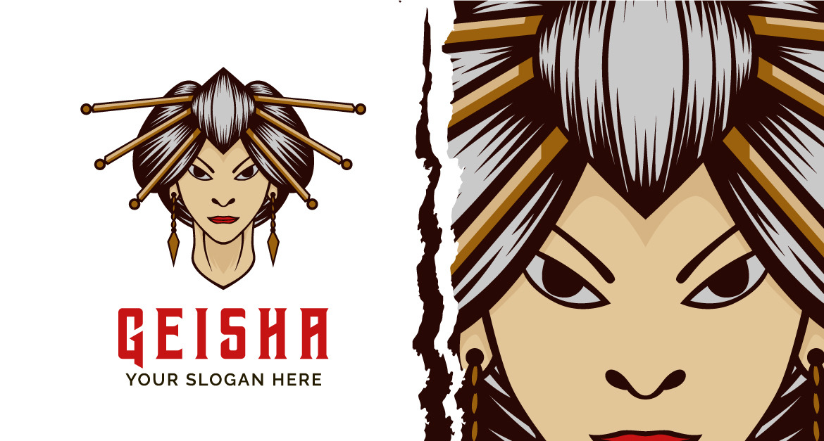 Geisha Logo. Geisha Mascot Logo Vector Mascot template
