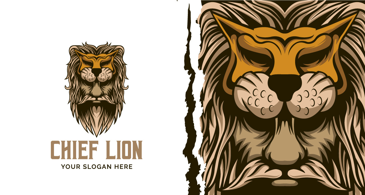 Lion Chief Head Logo Vector Mascot template - TemplateMonster