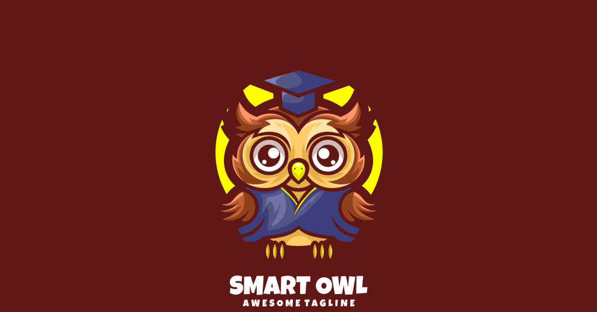 Smart Owl Mascot Cartoon Logo #392941 - TemplateMonster