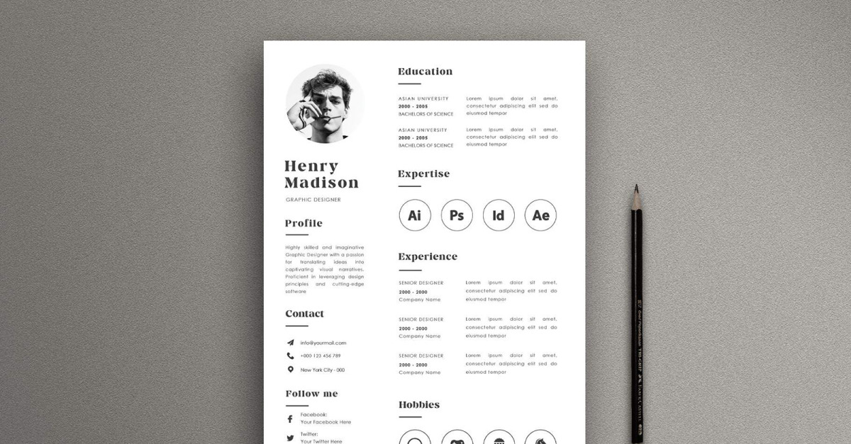 Simple Minimal Resume CV Template #393032 - TemplateMonster