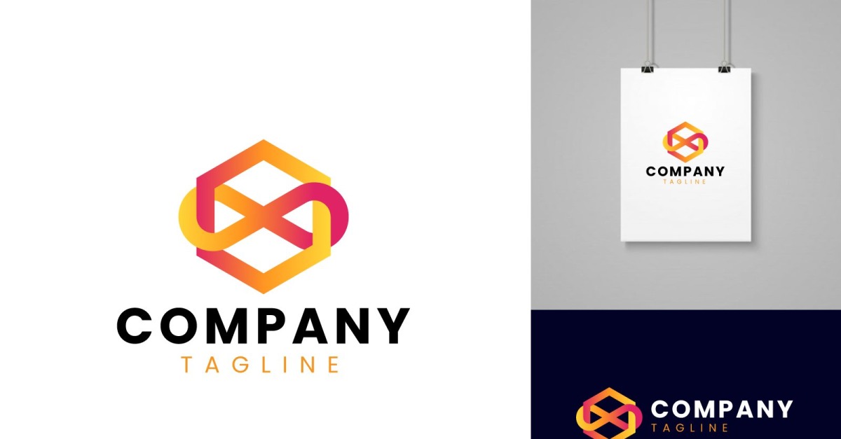 Modèle de logo hexagone avec signe infini - TemplateMonster