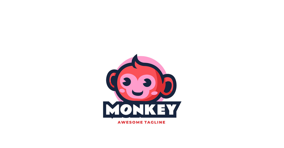 Monkey Simple Mascot Logo 4 #394498 - TemplateMonster