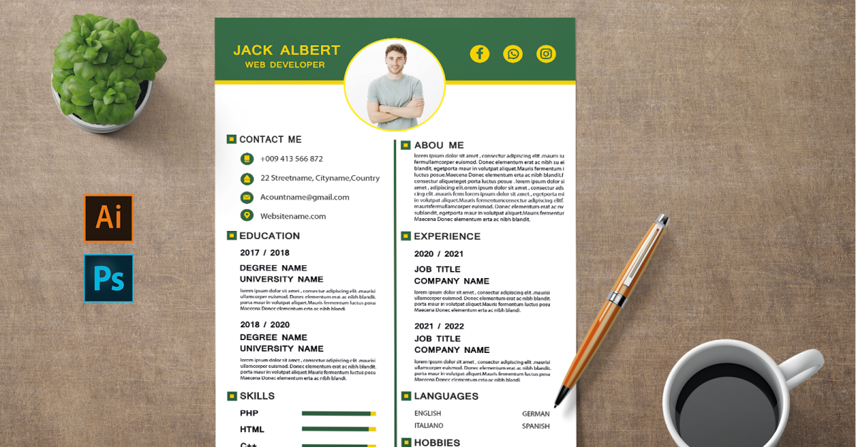 Web developer Creative CV Template #394482 - TemplateMonster