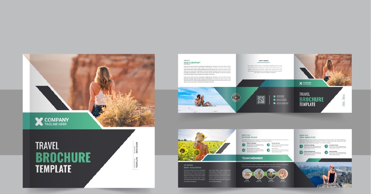 Travel Square Trifold Brochure or Square Trifold Brochure template layout