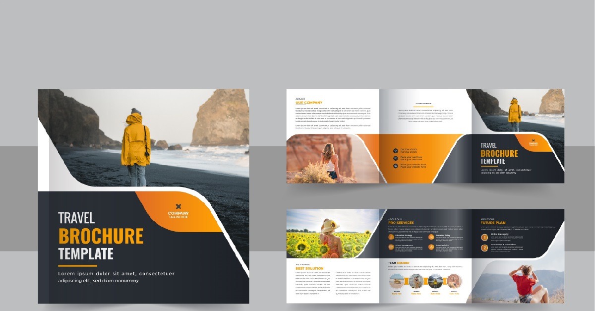 Travel Square Trifold Brochure or Square Trifold Brochure template
