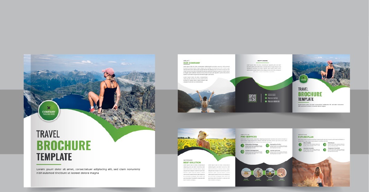 Travel square trifold brochure or square trifold brochure
