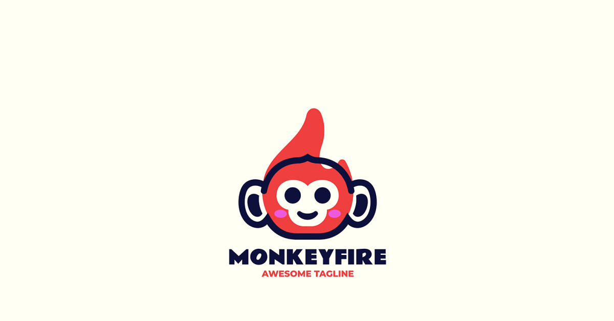 Monkey Fire Mascot Cartoon Logo #394604 - TemplateMonster