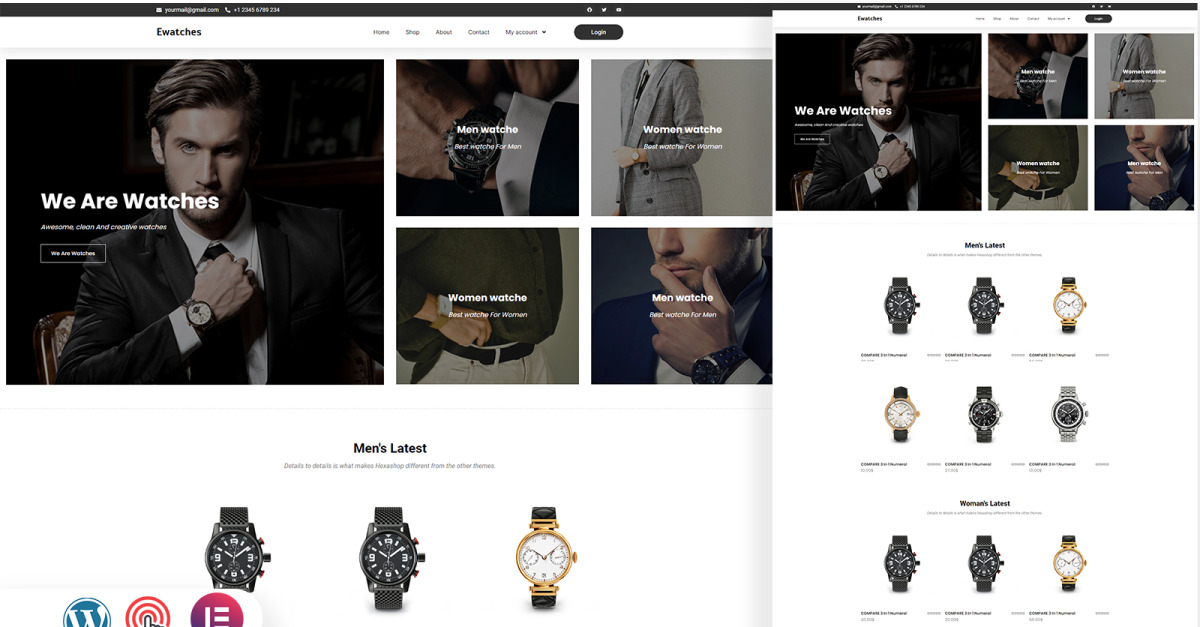 Ewatches - Elementor Relojes Tema WooCommerce