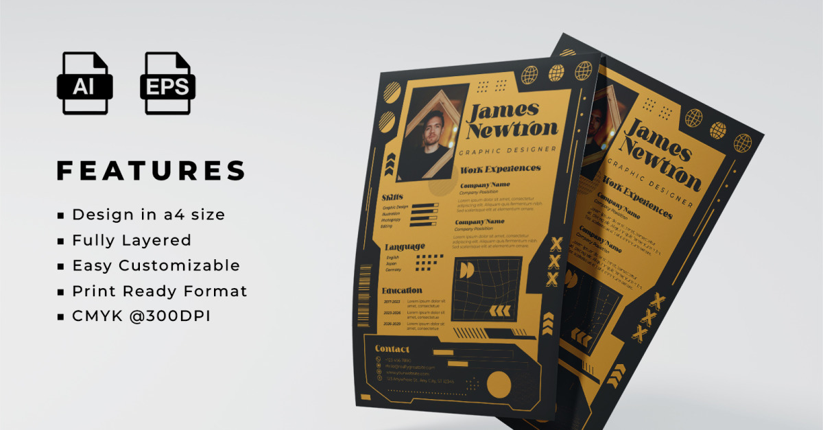 Resume and CV Template Flyer 22 #395249 - TemplateMonster