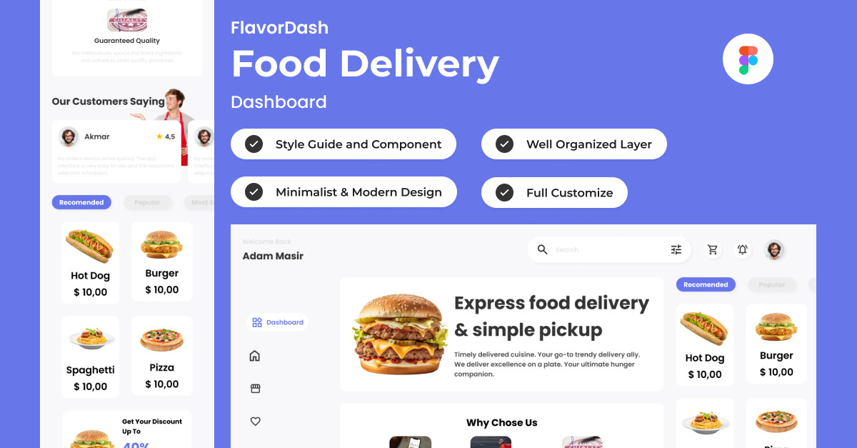 FlavorDash - Food Delivery Dashboard V1 - TemplateMonster