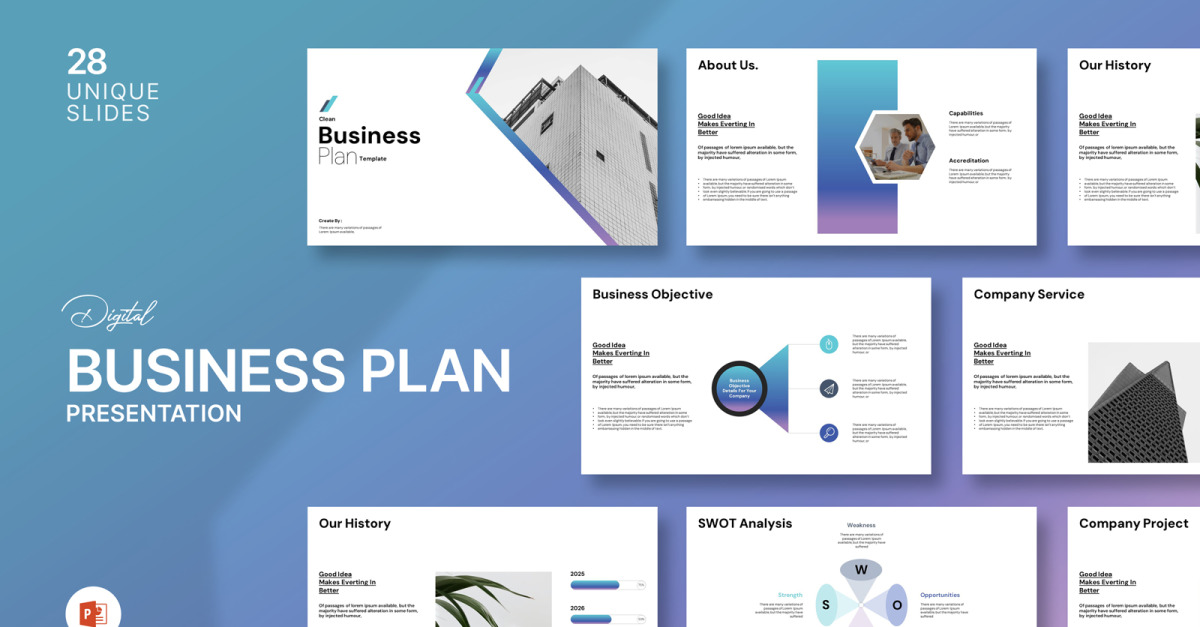 Modèle PowerPoint de plan d'affaires Design épuré