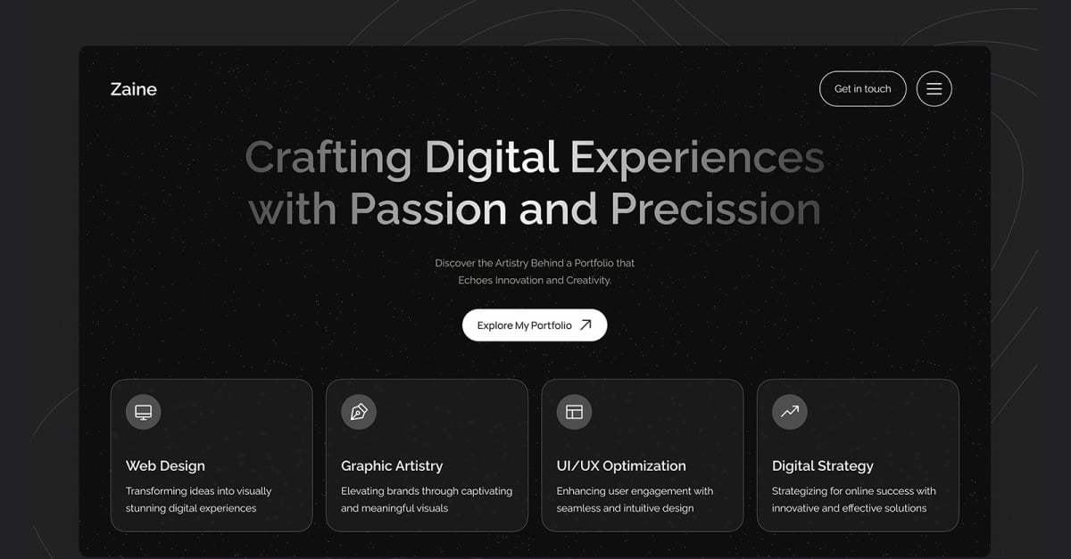 Zaine - Personal Portfolio Hero Section Figma Template