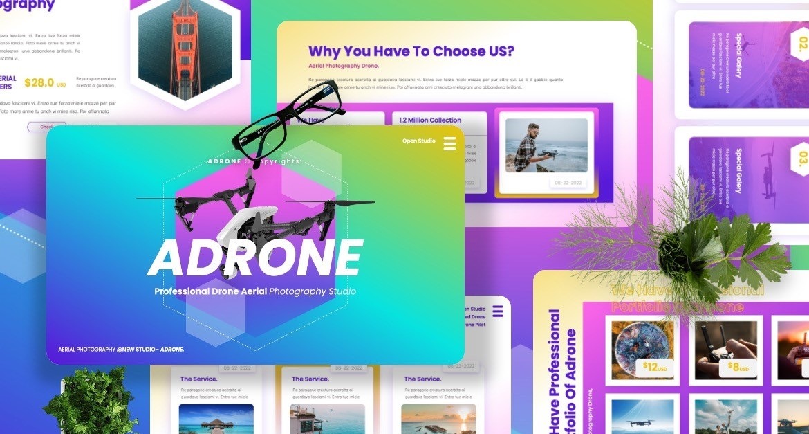 Adrone - Plantillas de PowerPoint para fotografía aérea con drones