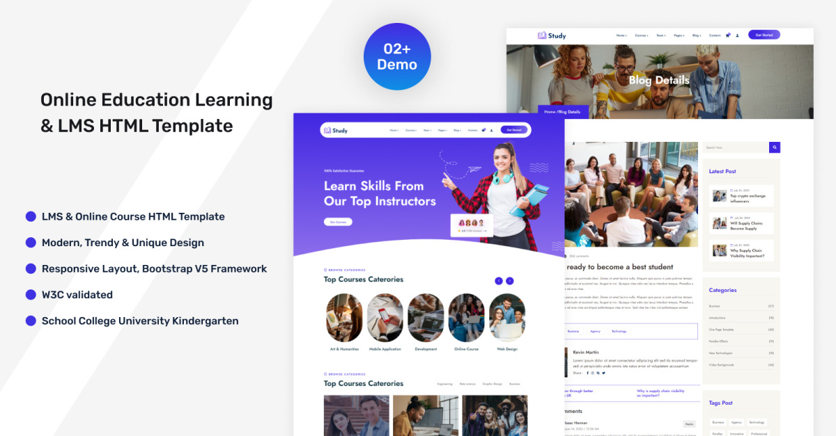 Modello HTML LMS e apprendimento per l'apprendimento online di studio