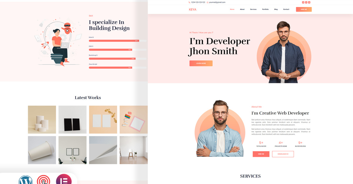 Keya - Tema multipropósito de WordPress para portafolio personal creativo