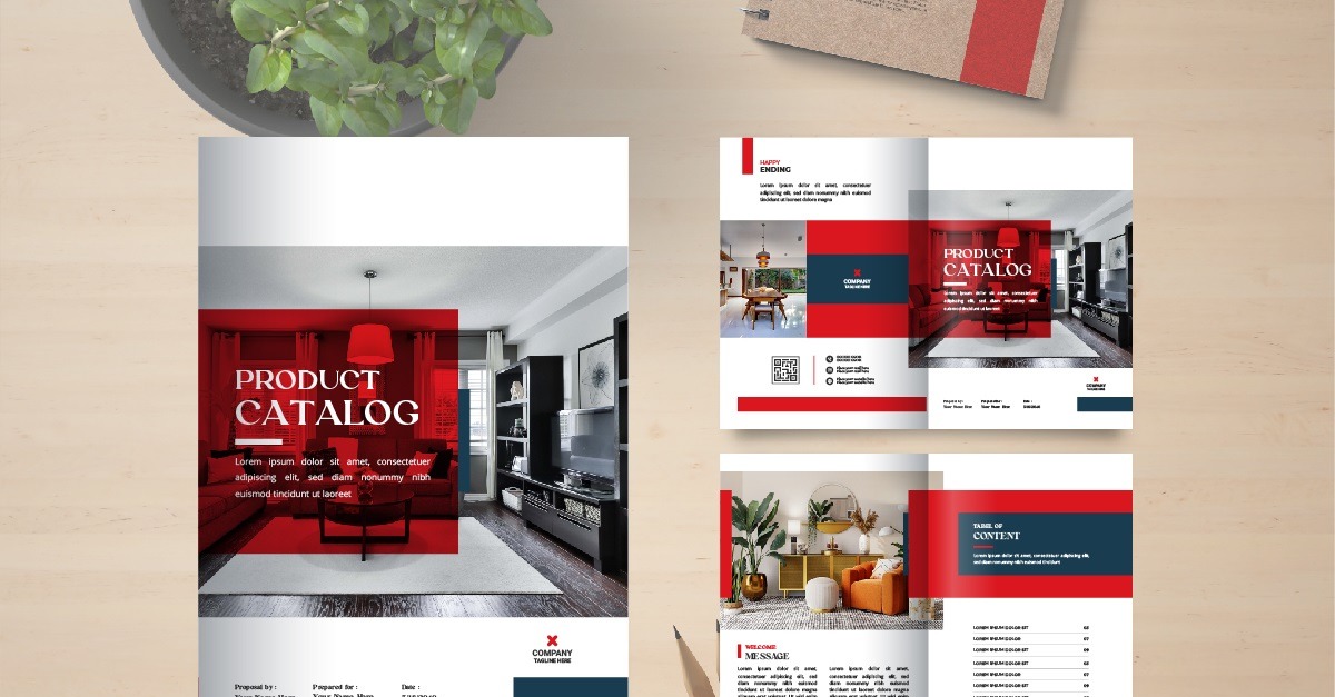 Design de catálogo de produtos ou catálogo de produtos, layout de modelo de portfólio de ...