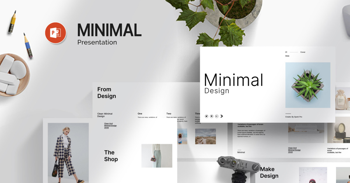 Design minimalista de modelo de PowerPoint - TemplateMonster